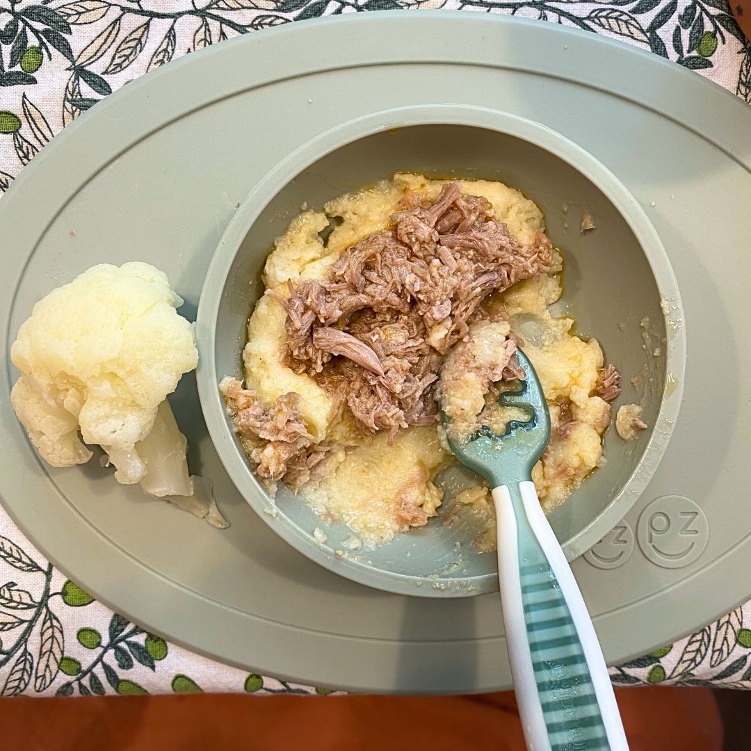 Comida de Bebé - Receita - IA: Pato estufado com millet e couve-flor